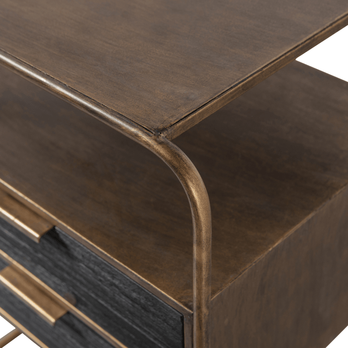 Polite Antique Brass metal/Wood Nightstand by BePureHome