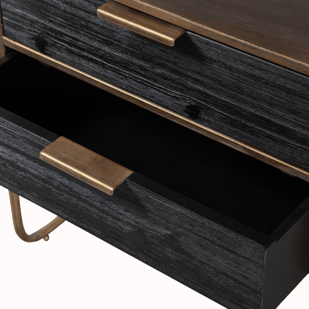 Polite Antique Brass metal/Wood Nightstand by BePureHome