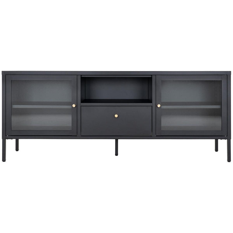 Dalby Black Steel/Glass TV Bench