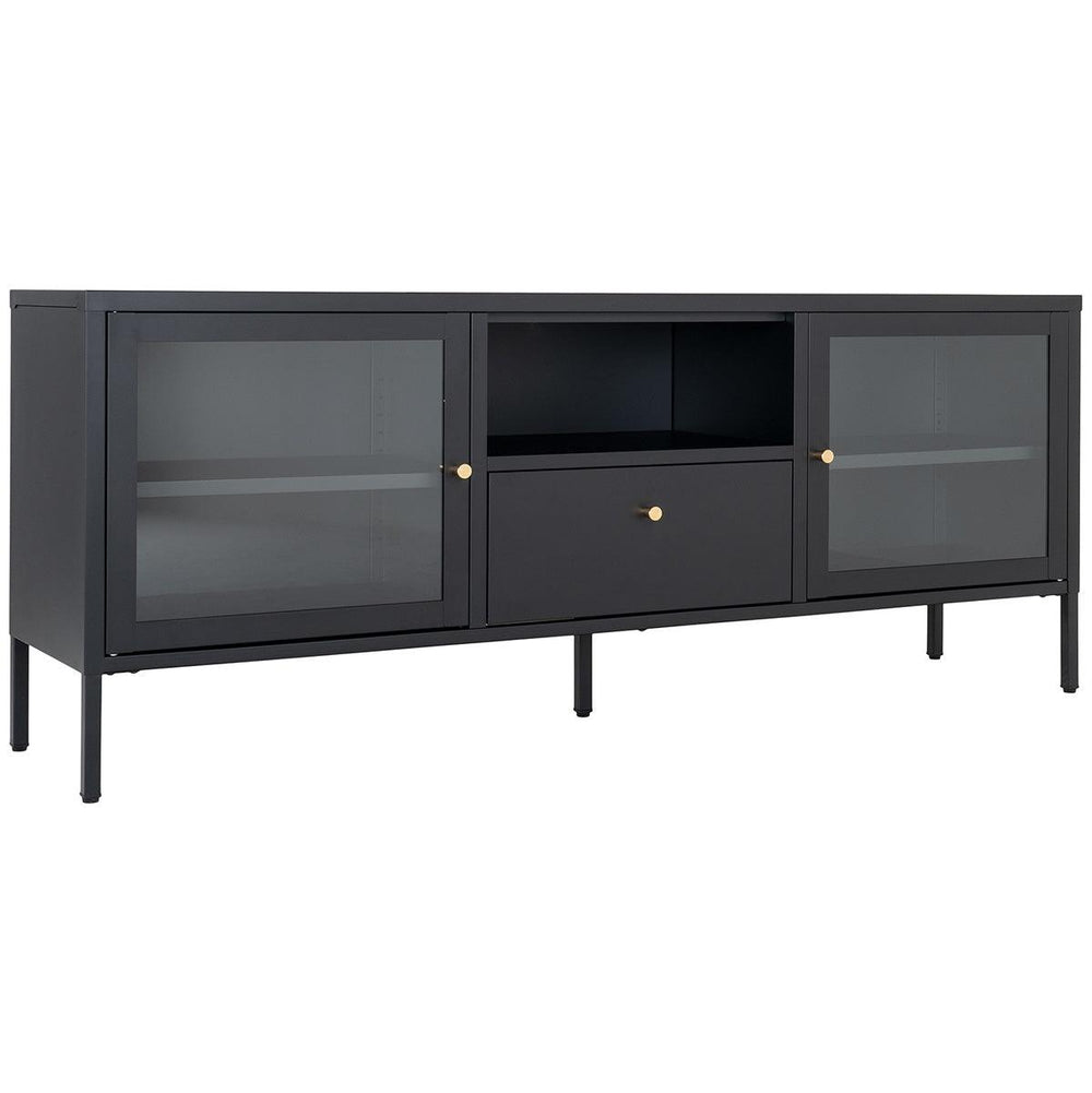 Dalby Black Steel/Glass TV Bench