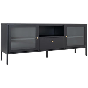 Dalby Black Steel/Glass TV Bench