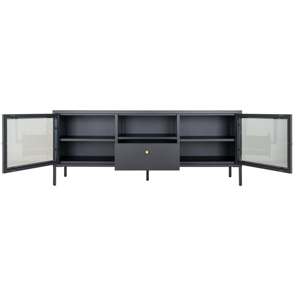 Dalby Black Steel/Glass TV Bench
