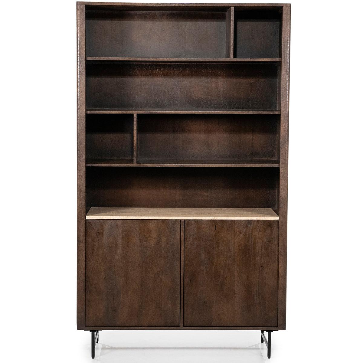 Lio Travertine/Mango Wood High Bookcase