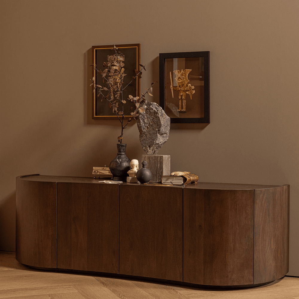 Sense Walnut Mango Wood 4 Doors Sideboard
