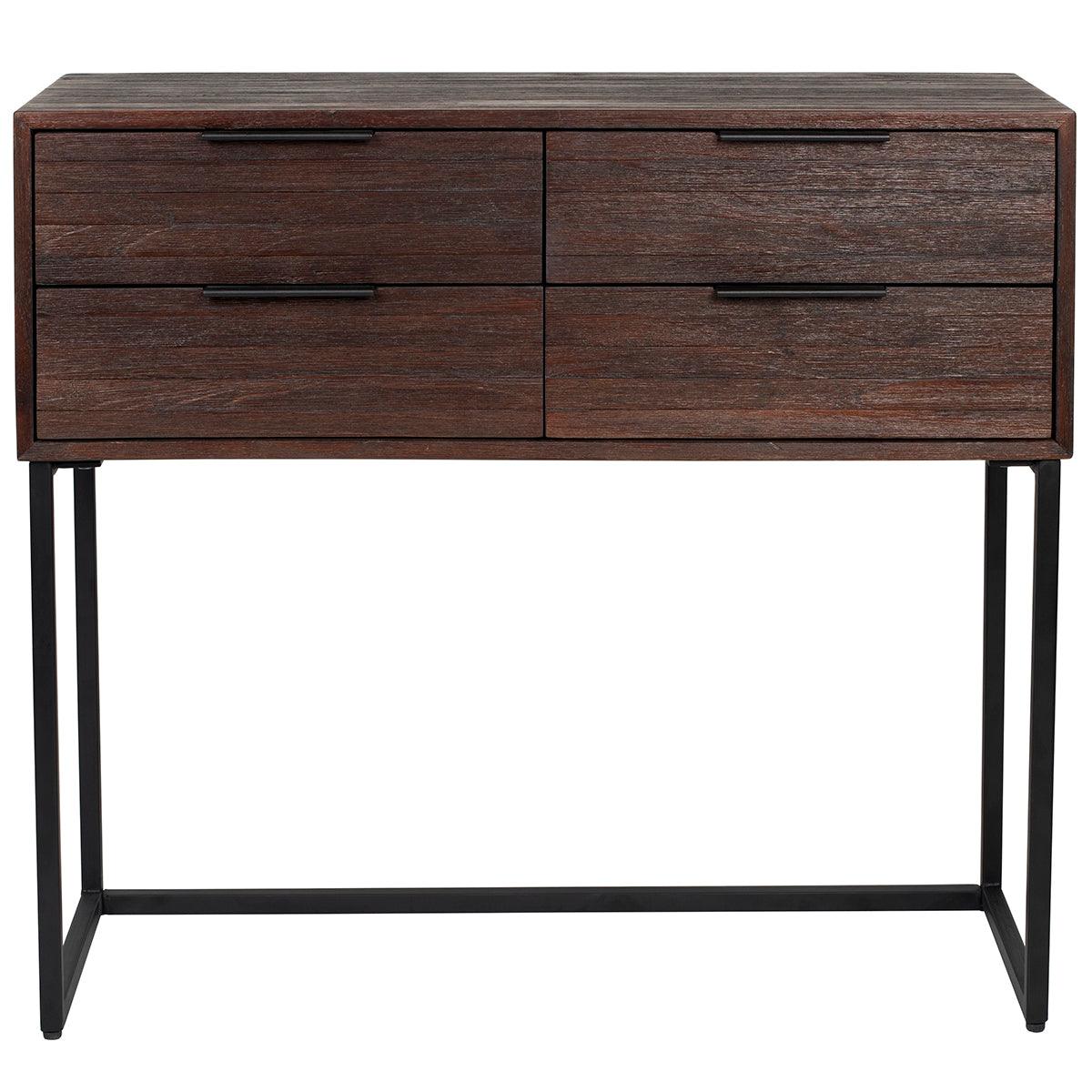 Webster Brown Teak Wood 4 Drawers Cabinet
